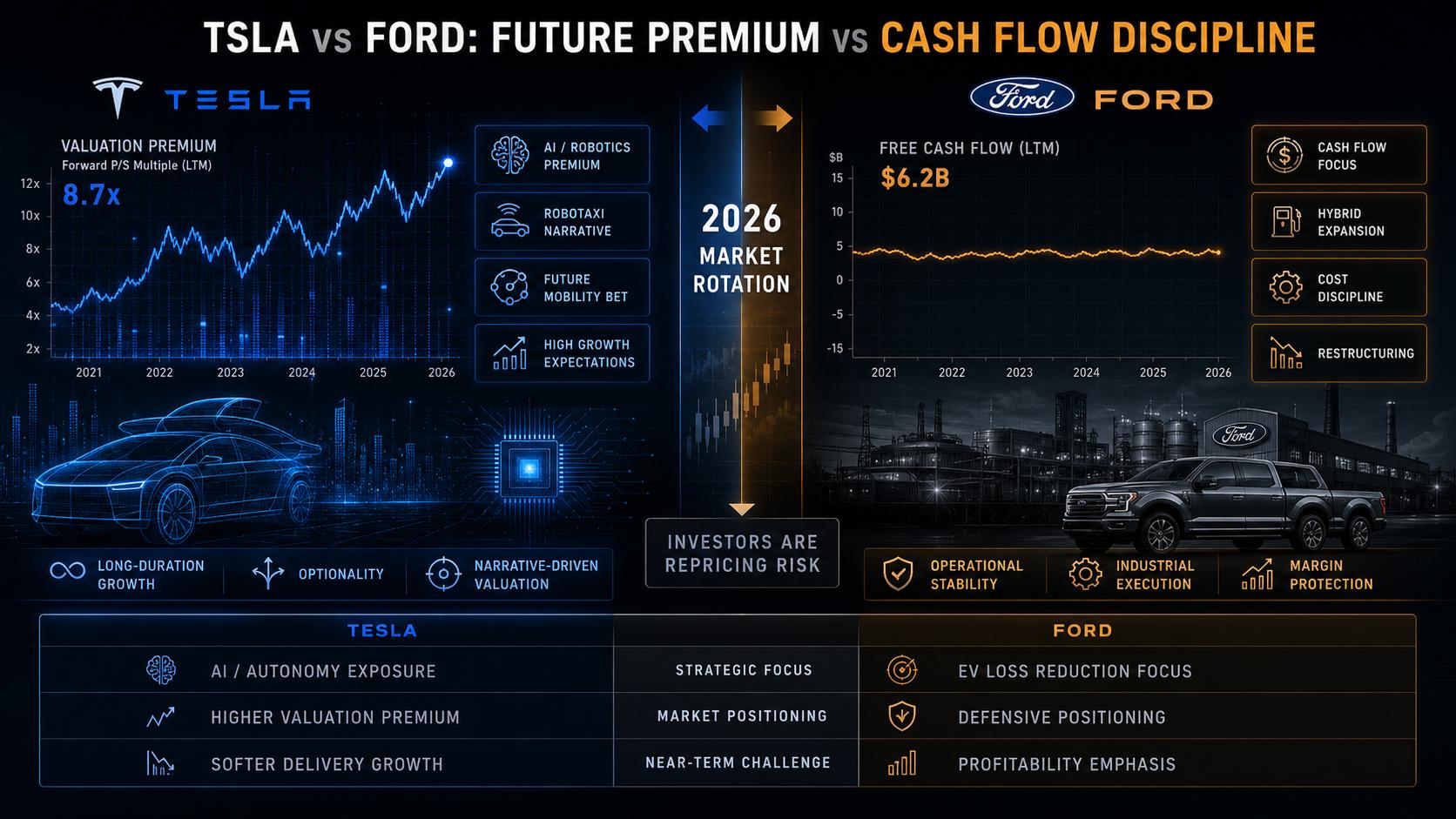 Old economy cash flows vs future mobility bets: Why TSLA vs FORD is ...